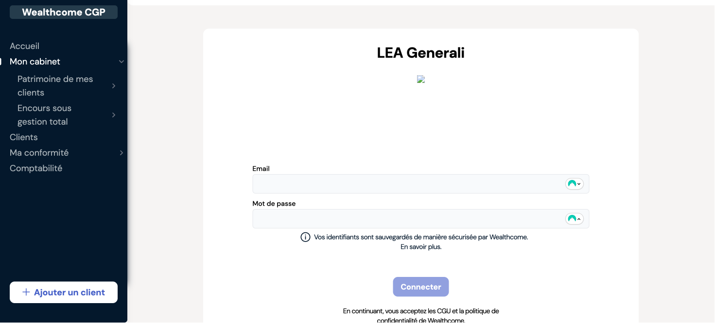 Comment agréger mes données clients Generali Vie (LEA) sur Wealthcome