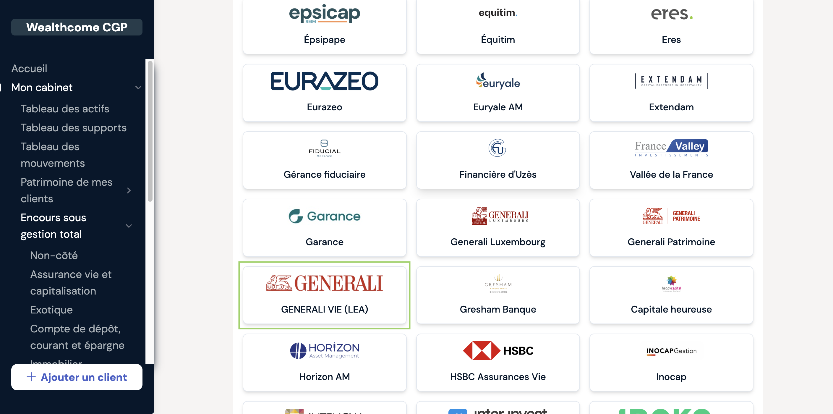 Comment agréger mes données clients Generali Vie (LEA) sur Wealthcome